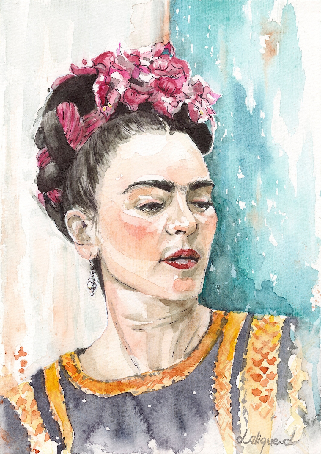 Frida Kahlo 1 - A4 Fine Art Print; Watercolour Painting, Home Decor ...