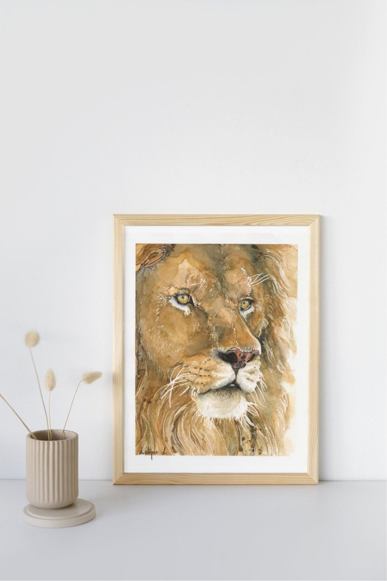 Lion A4 Watercolour Fine Art Print - the King, African Wildlife ...
