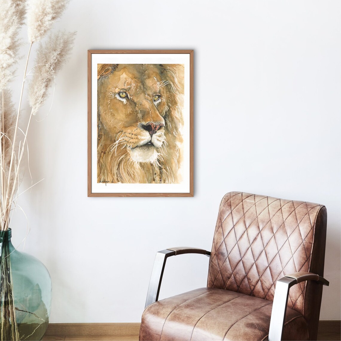 Lion A4 Watercolour Fine Art Print - the King, African Wildlife ...