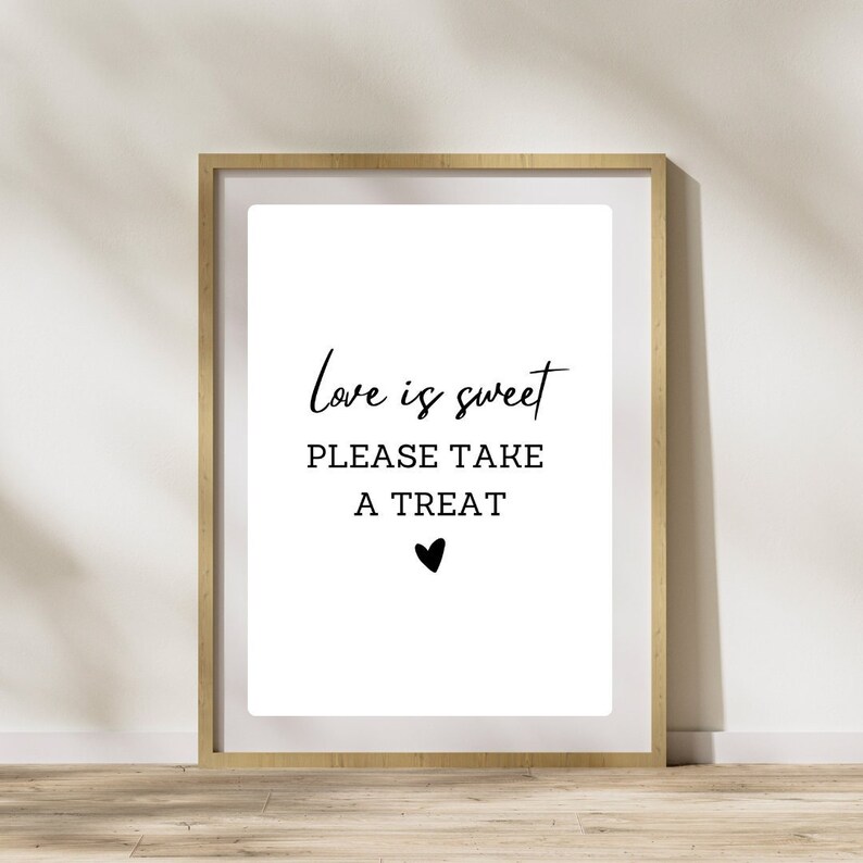 Love is Sweet Sign Printable, Calligraphy Wedding Take a Treat Sign ...
