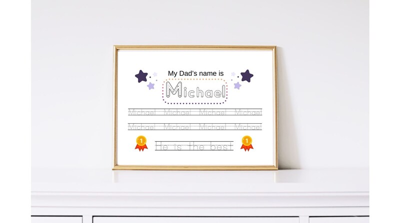 Father's Day Custom Dad Name Tracing Sheet Handwriting Practice ...
