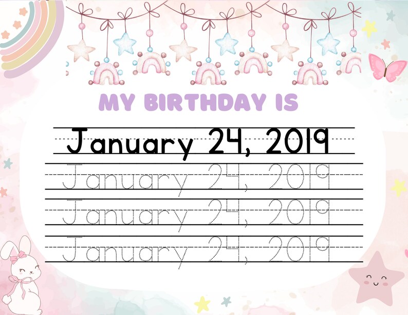 Groovy Birthday Tracing Sheet/ Cute Birthday Tracing Custom Worksheet ...
