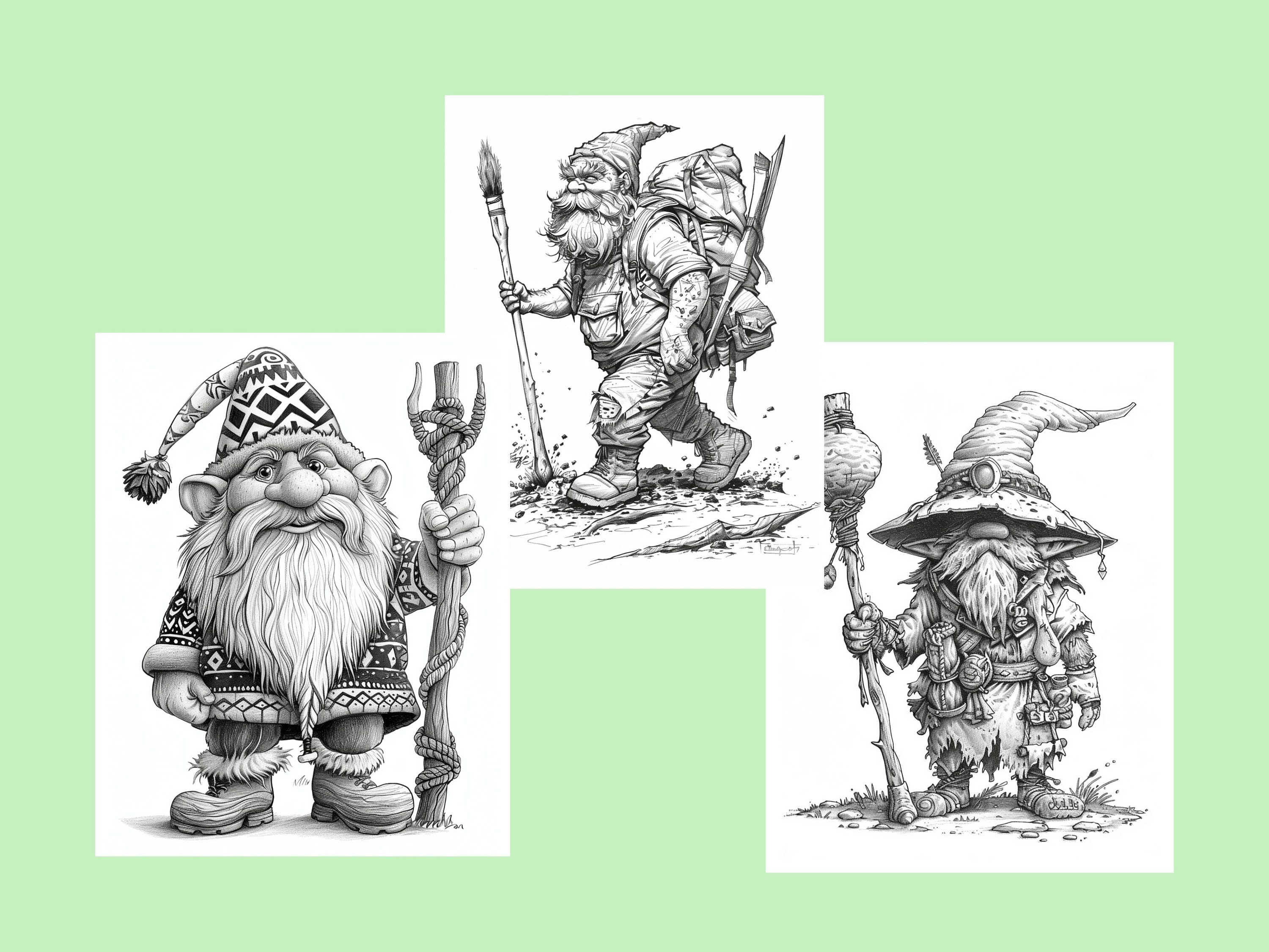50 Dwarf Coloring Pages, Coloring Book for Adults and Children ...