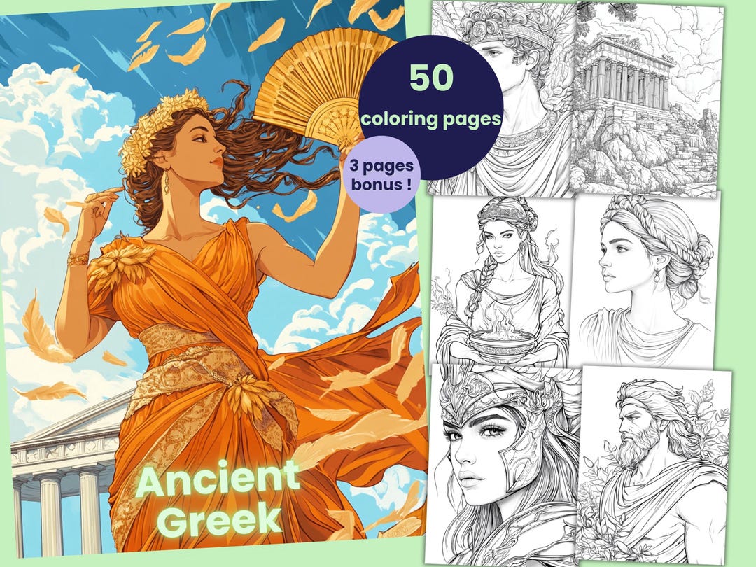 50 Ancient Greek Mythology Coloring Pages, Goddesses and Gods Coloring ...