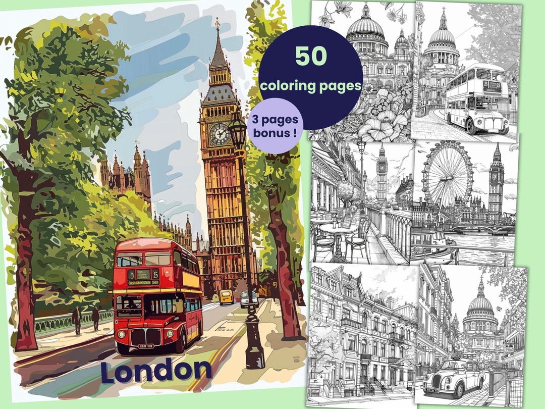 50 London Coloring Pages, City Scene and Cityscape Coloring Book for ...