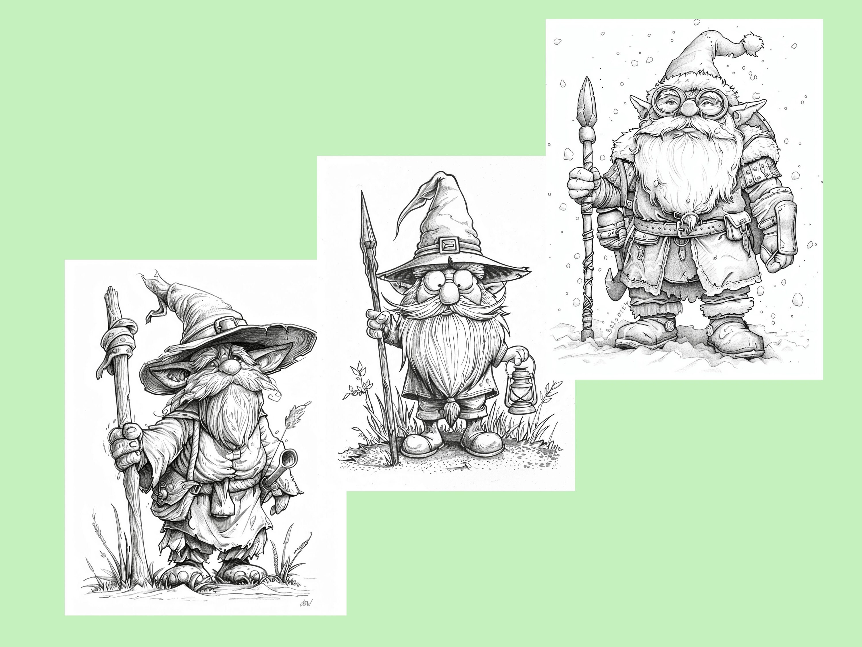 50 Dwarf Coloring Pages, Coloring Book for Adults and Children ...
