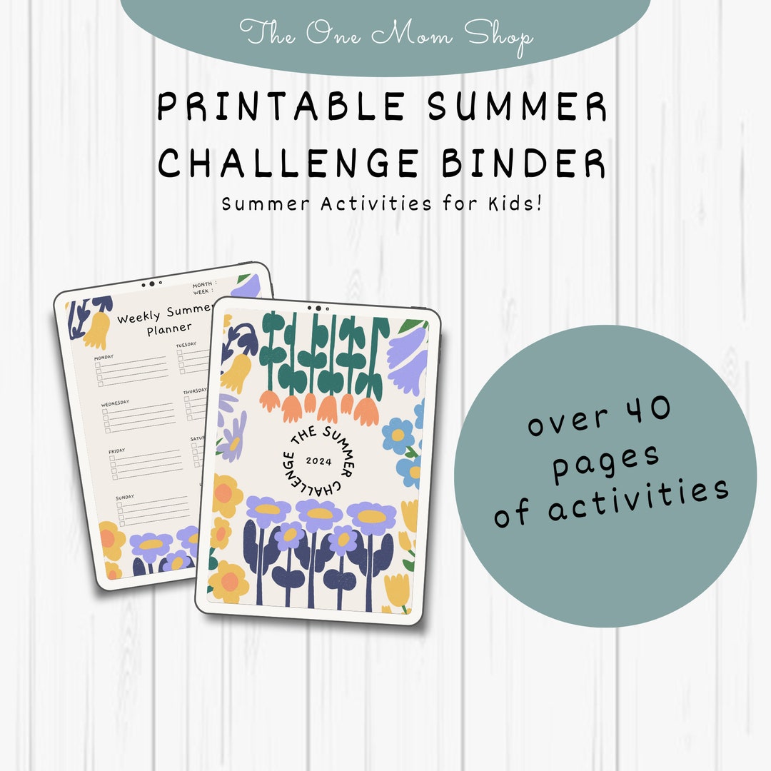 Summer Challenge Binder at Home Kid Activity Printable Summer Binder ...