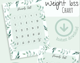 Colour in Weight Loss Chart, 30 Lbs Target Instant Download, Pounds ...