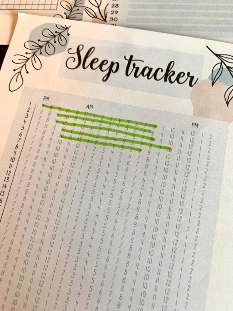 Digital Download Bullet Journal Wellness Tracker | Minimalist Blue ...