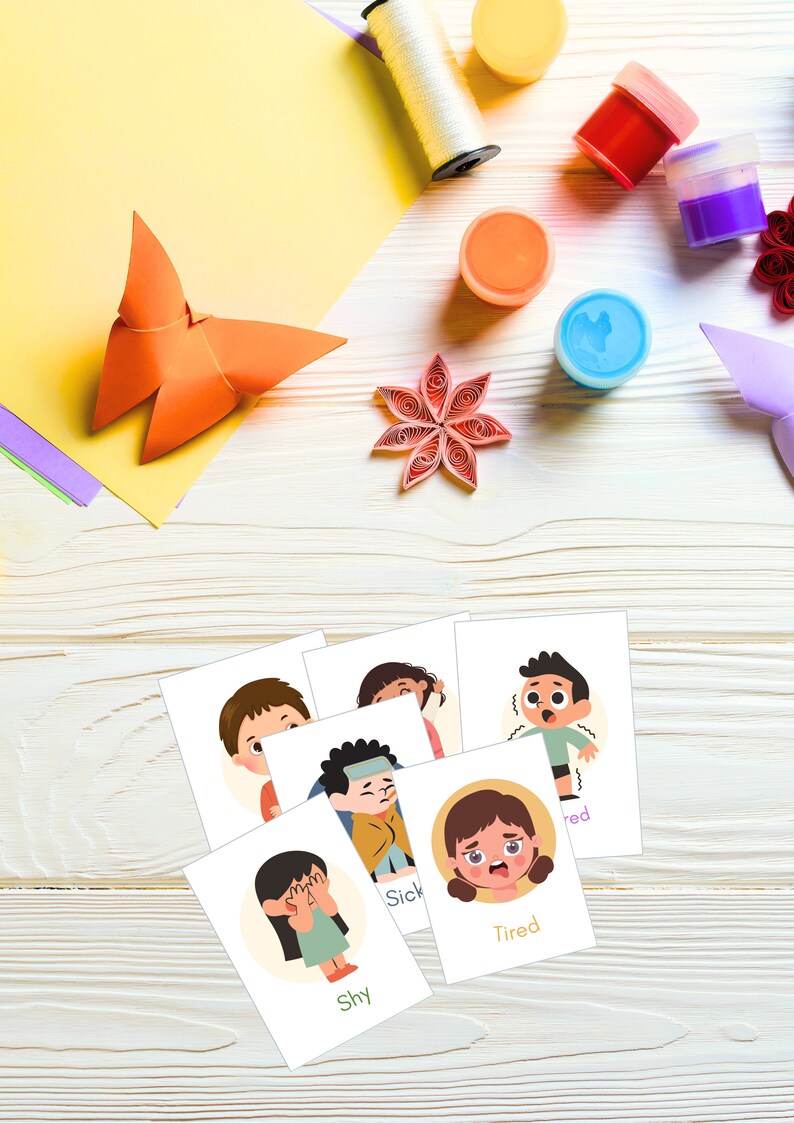 Feelings Poster and Flashcards, Kids Illustration Poster, Toddler ...