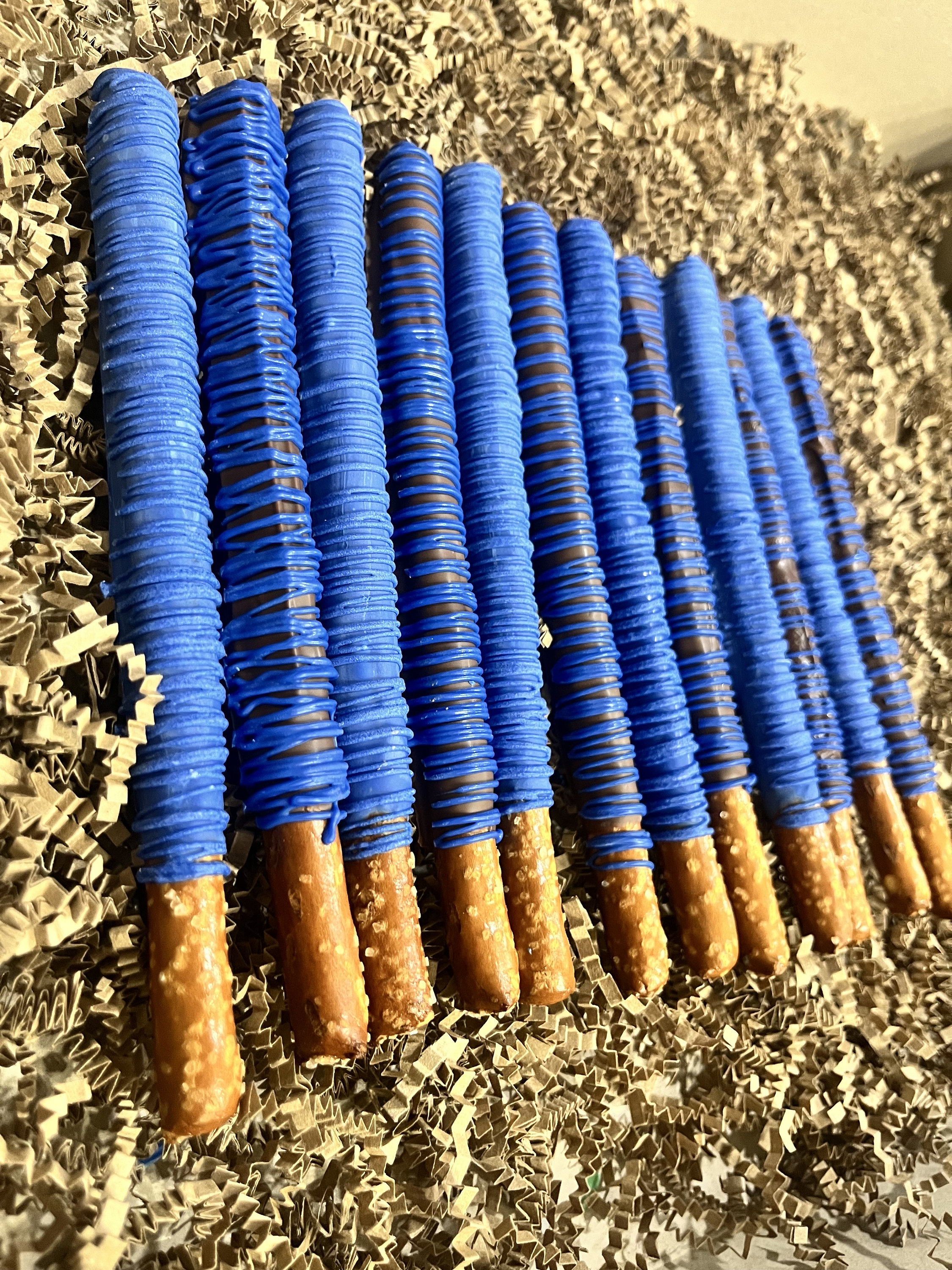 Dark Blue Hand-dipped Chocolate Pretzels, Blue Party Favors, Chocolate ...