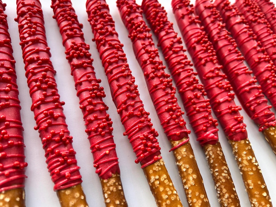 Red Chocolate Pretzels, Red Dessert Table Treats, Red Desserts, Red ...