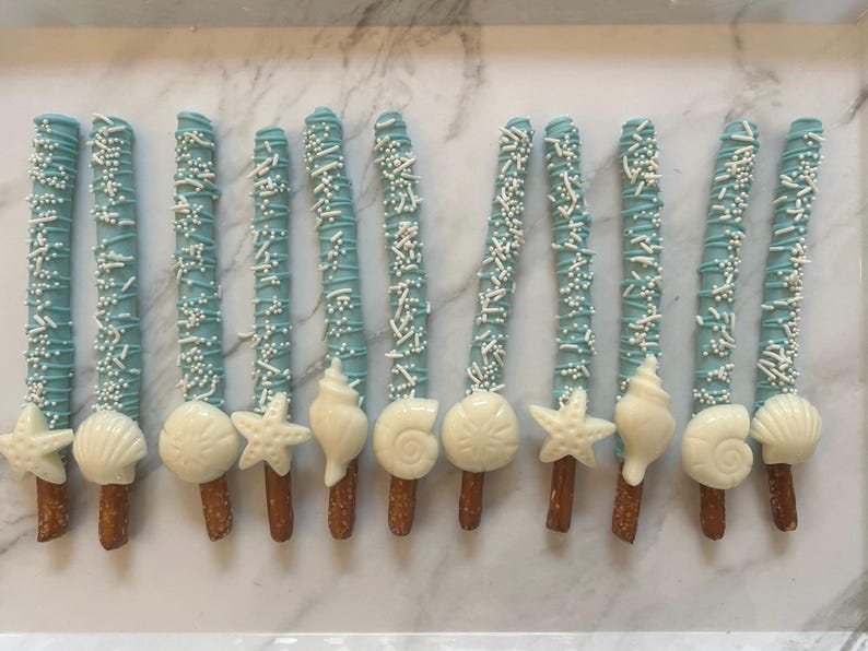 Under the Sea Themed Pretzel Party Favors, Seashell Dessert Chocolate ...