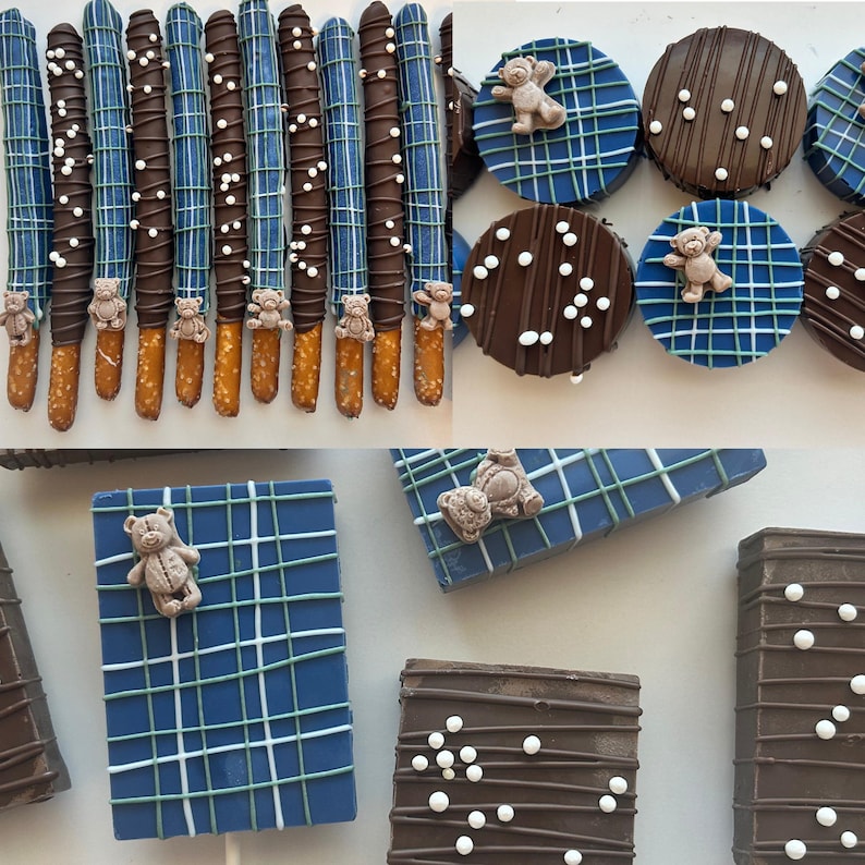 36 TREATS - Polo Bear Teddy Themed Baby Shower Dessert Party Package ...