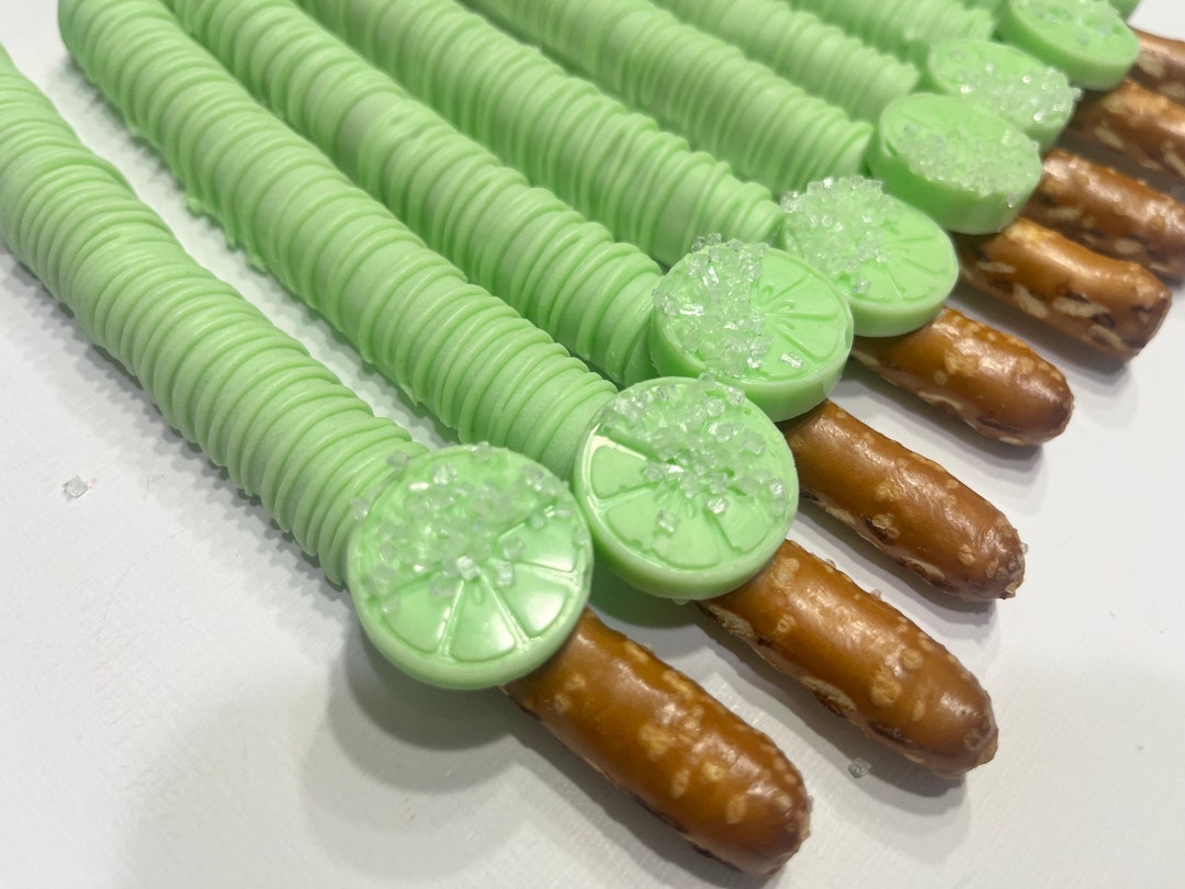 Lime Green Chocolate Covered Pretzels, Lime Party Favors, Chocolate ...