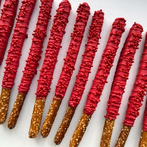 Red Chocolate Pretzels, Red Dessert Table Treats, Red Desserts, Red ...
