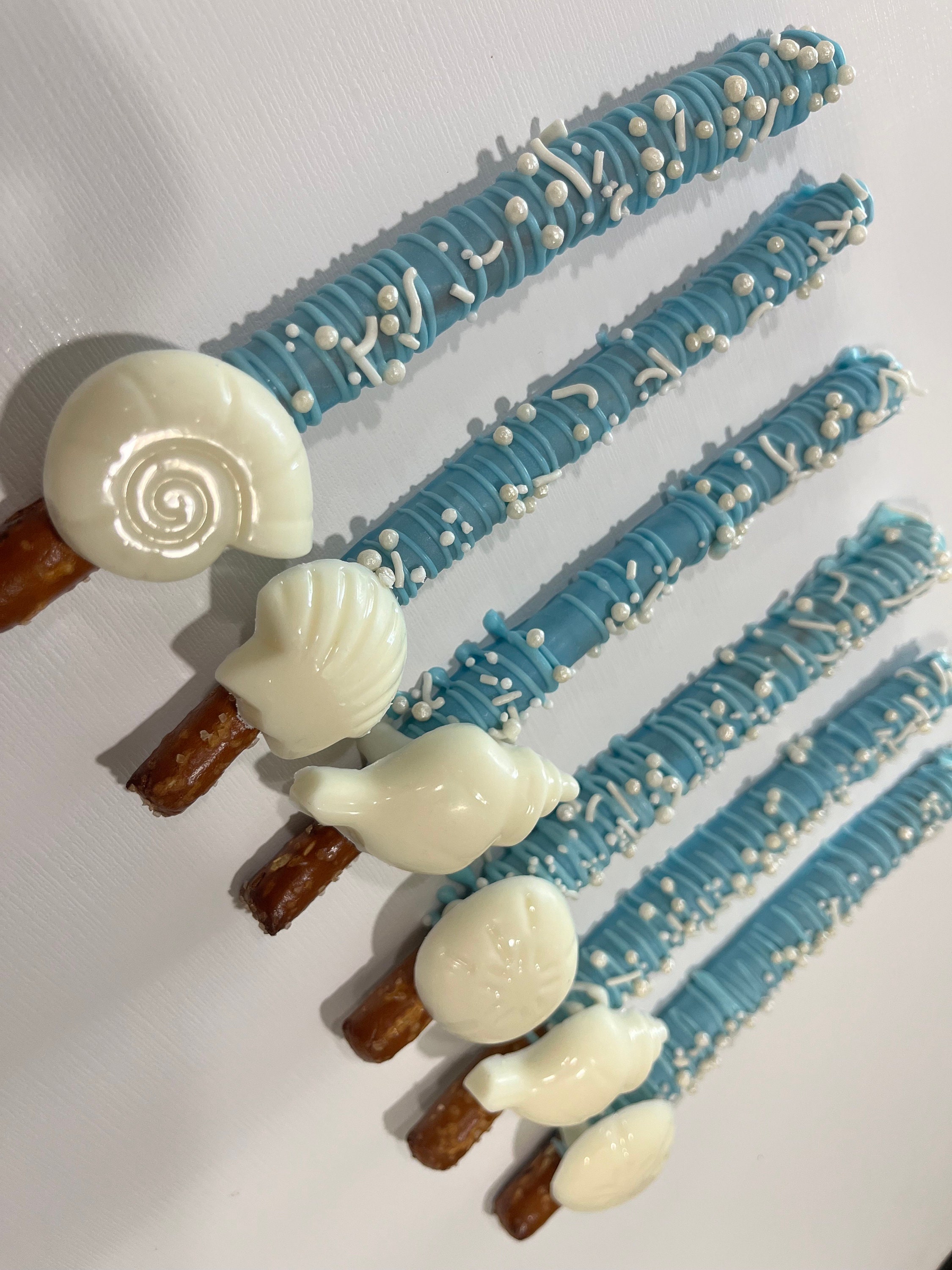 Under the Sea Themed Pretzel Party Favors, Seashell Dessert Chocolate ...