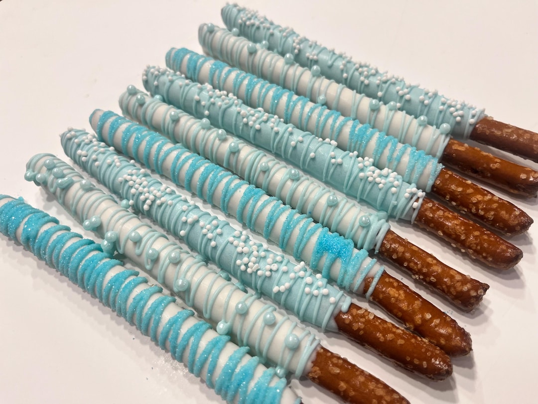 White and Blue Pretzels,dipped Chocolate Covered Pretzels Blue, Baby ...