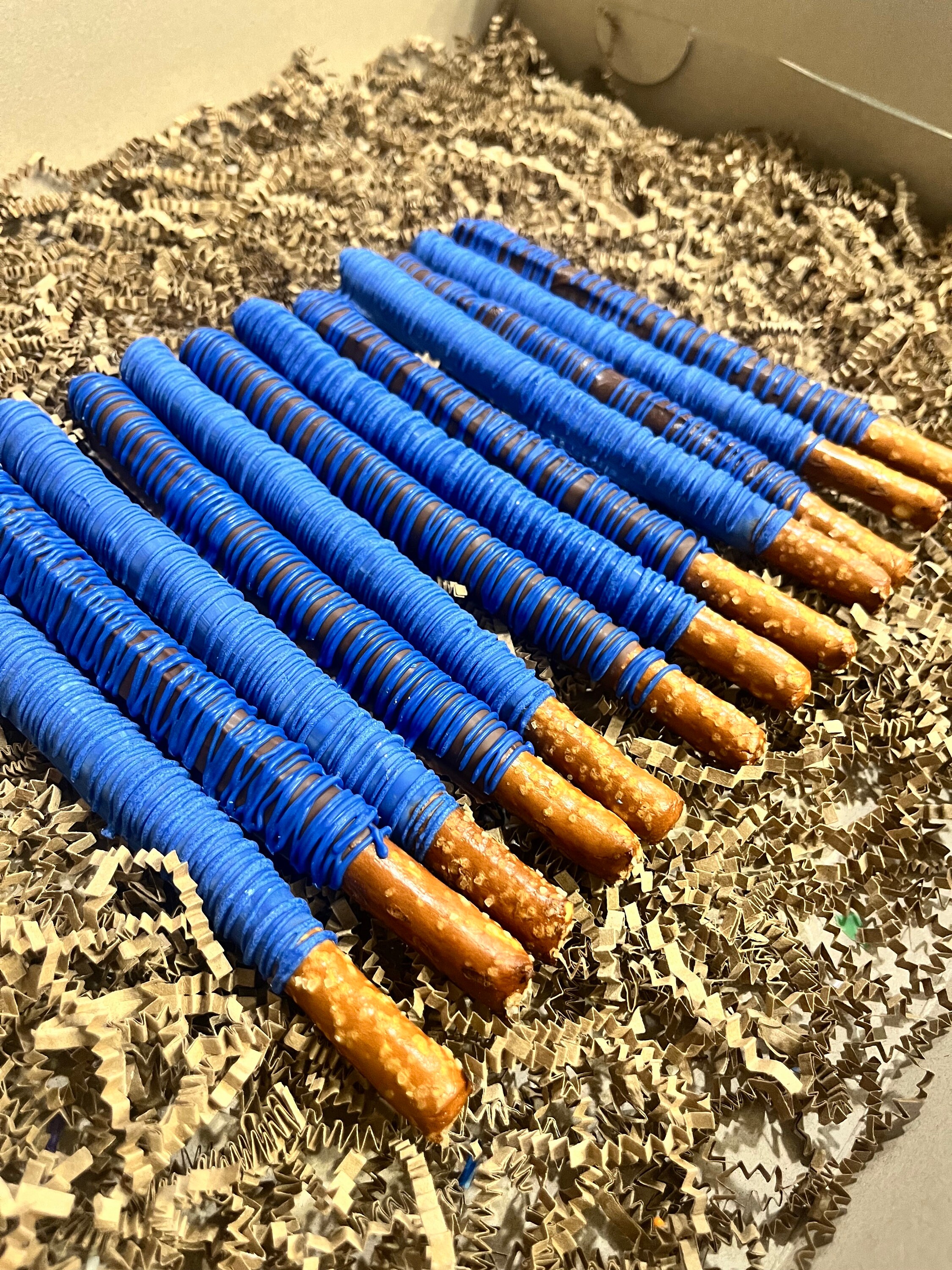 Dark Blue Hand-dipped Chocolate Pretzels, Blue Party Favors, Chocolate ...