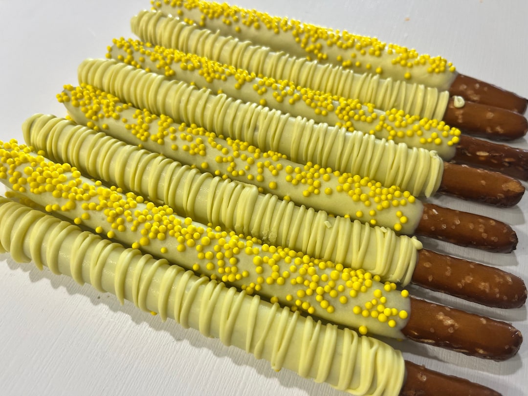 Yellow Sprinkle Chocolate Dipped Pretzels, Yellow Desserts, Sunflower ...