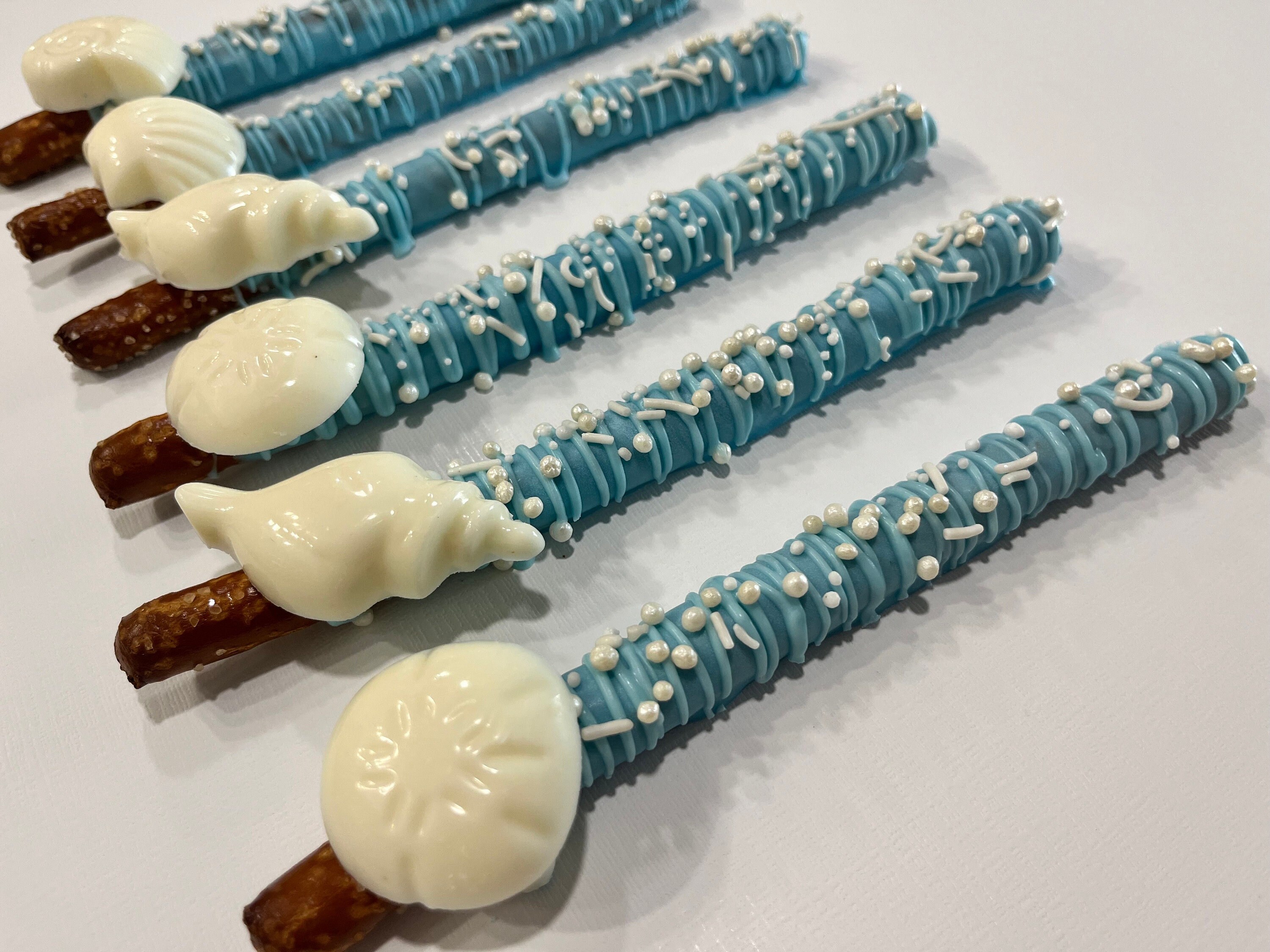 Under the Sea Themed Pretzel Party Favors, Seashell Dessert Chocolate ...