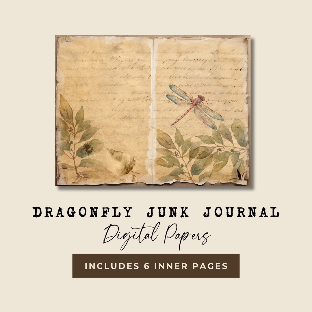 Dragonfly Junk Journal Papers, Vintage Dragonflies Digital Paper ...