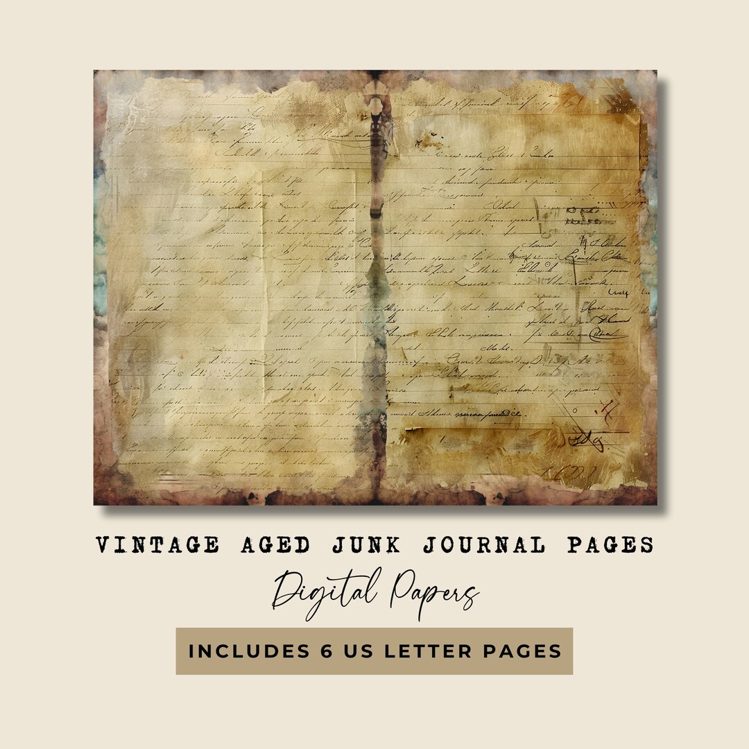 Old Vintage Junk Journal Paper, Printable Parchment Paper, Tea Stained ...
