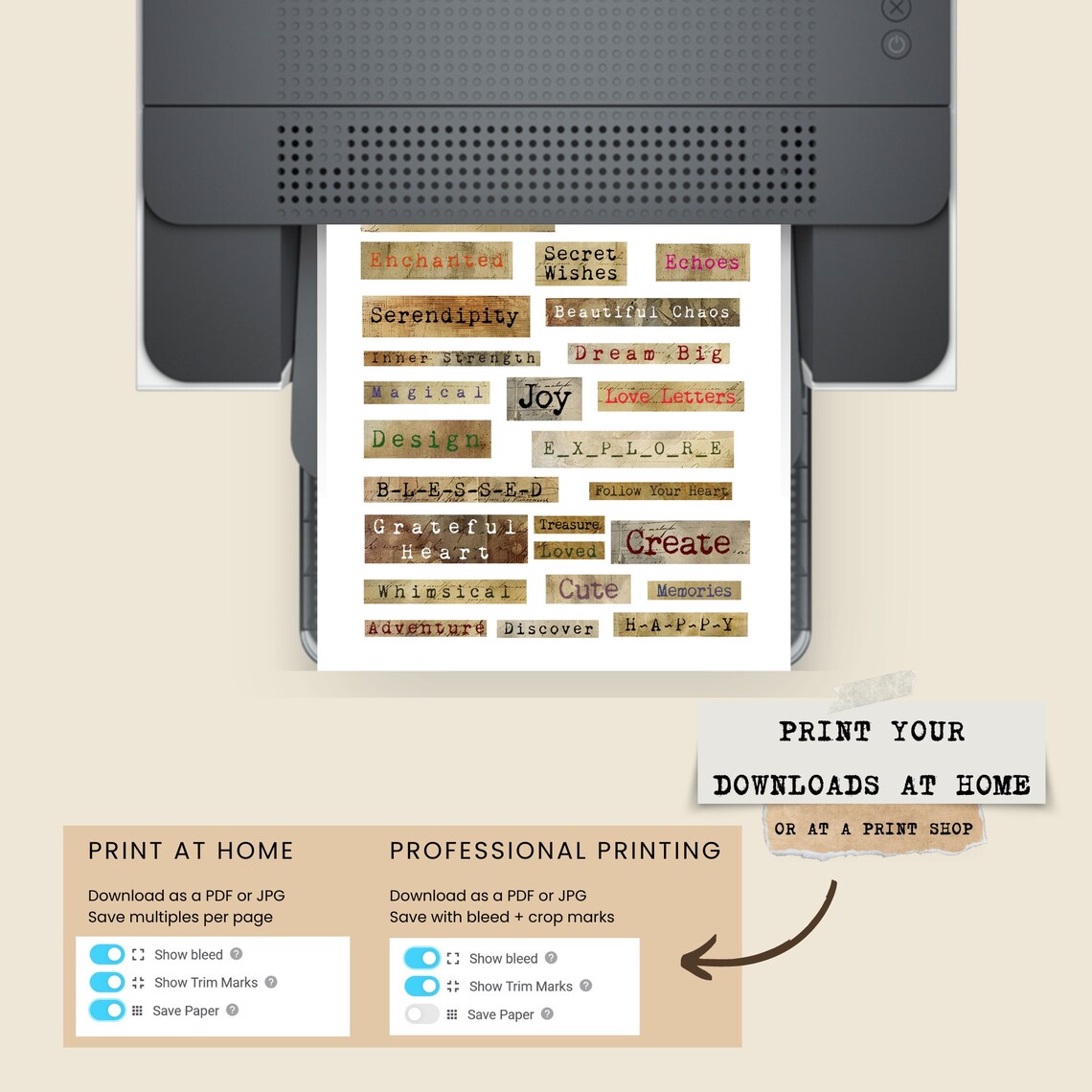 Typewriter Font Ephemera Words: Junk Journal Printable (digital ...