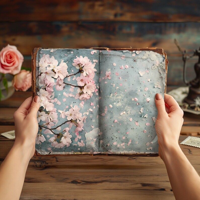 Cherry Blossom Junk Journal, Japanese Cherry Blossom Scrapbook Pages ...