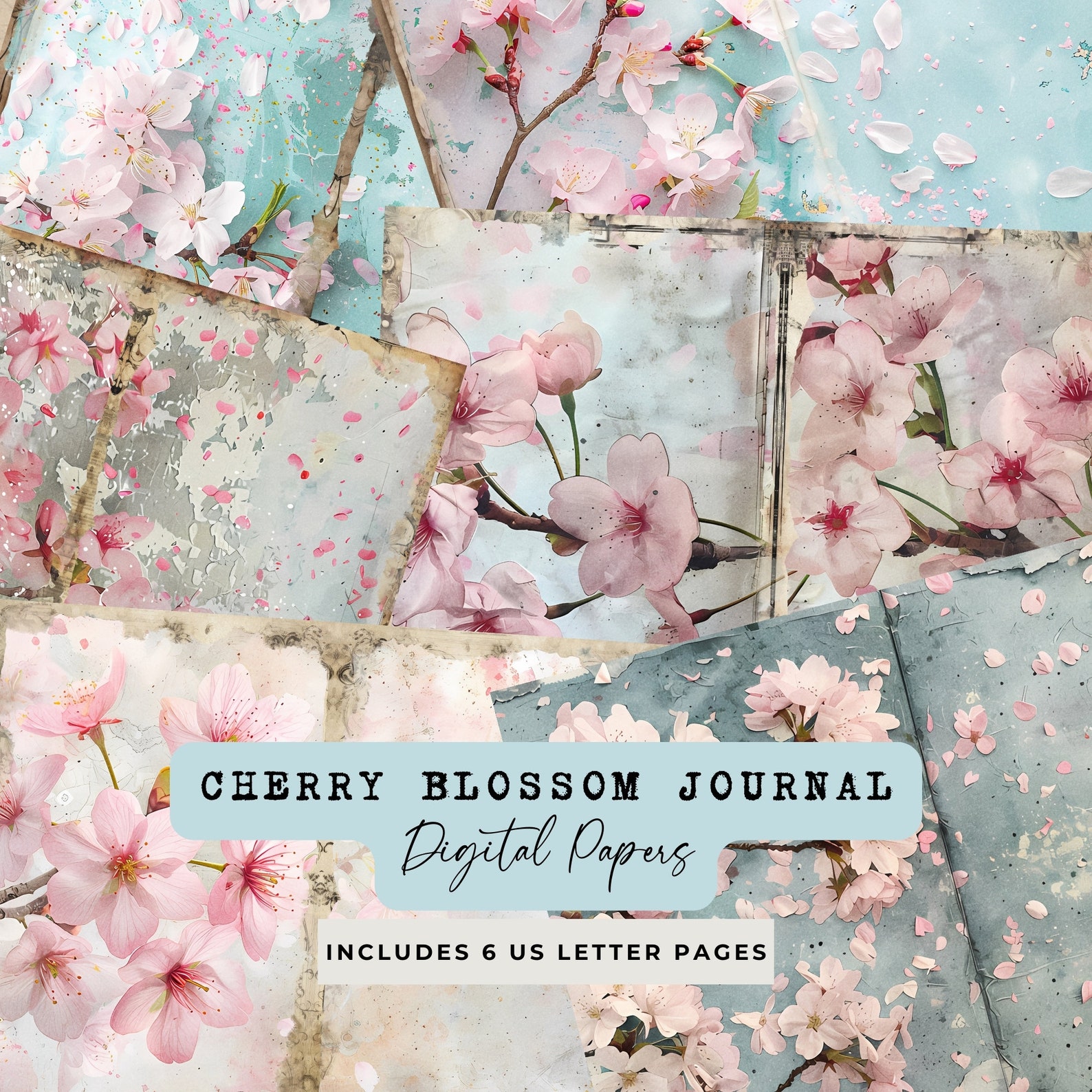 Cherry Blossom Junk Journal, Japanese Cherry Blossom Scrapbook Pages ...