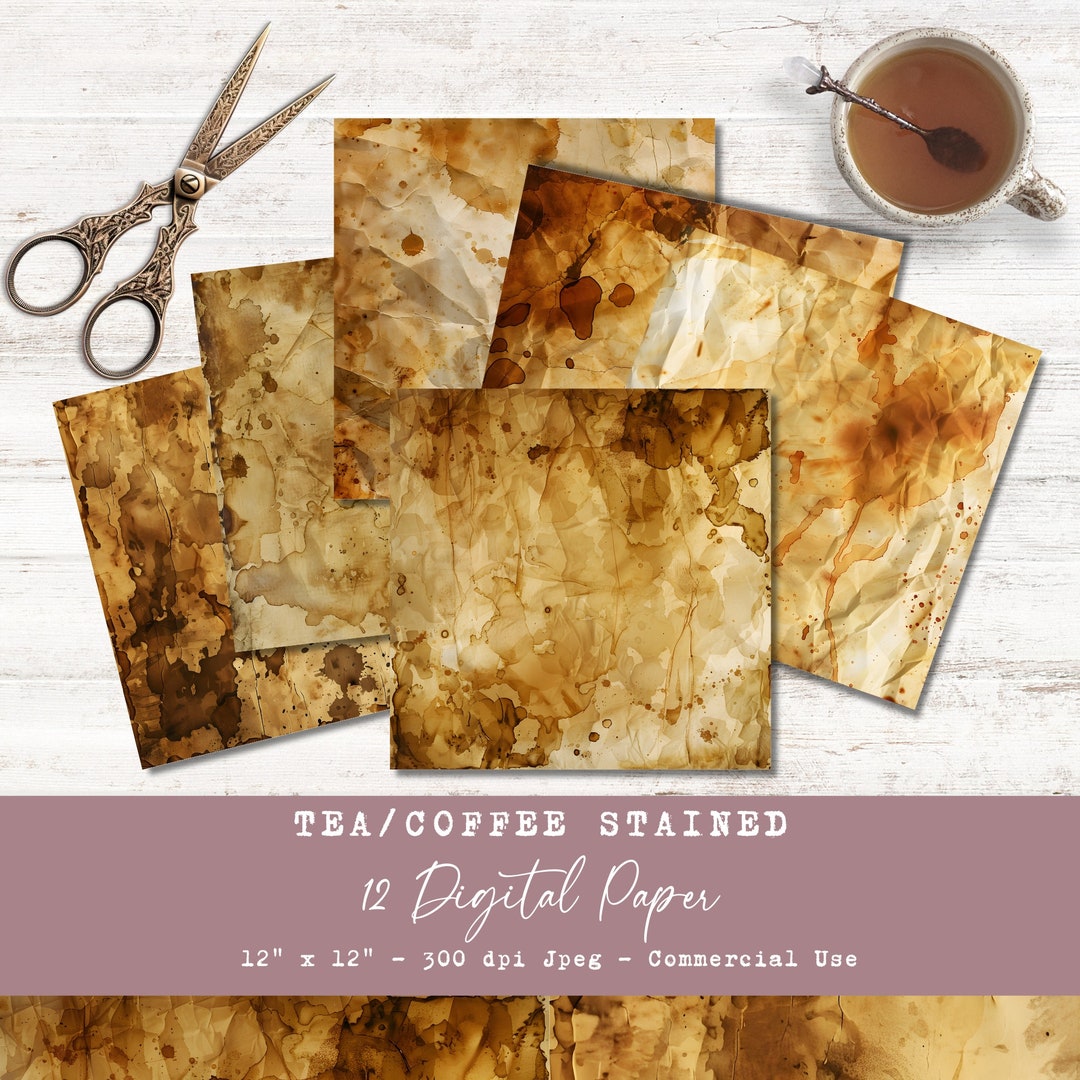 Coffee Tea Stain Paper Digital, Coffee Dyed Paper Digital Download ...