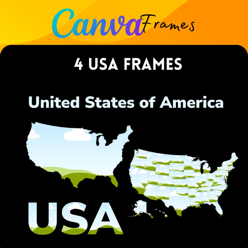Canva Frames 50 States and America Map Canva Frame Package. - Etsy