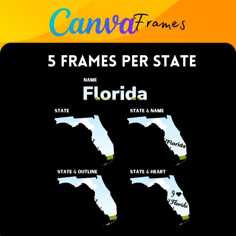 Canva Frames 50 States and America Map Canva Frame Package. - Etsy