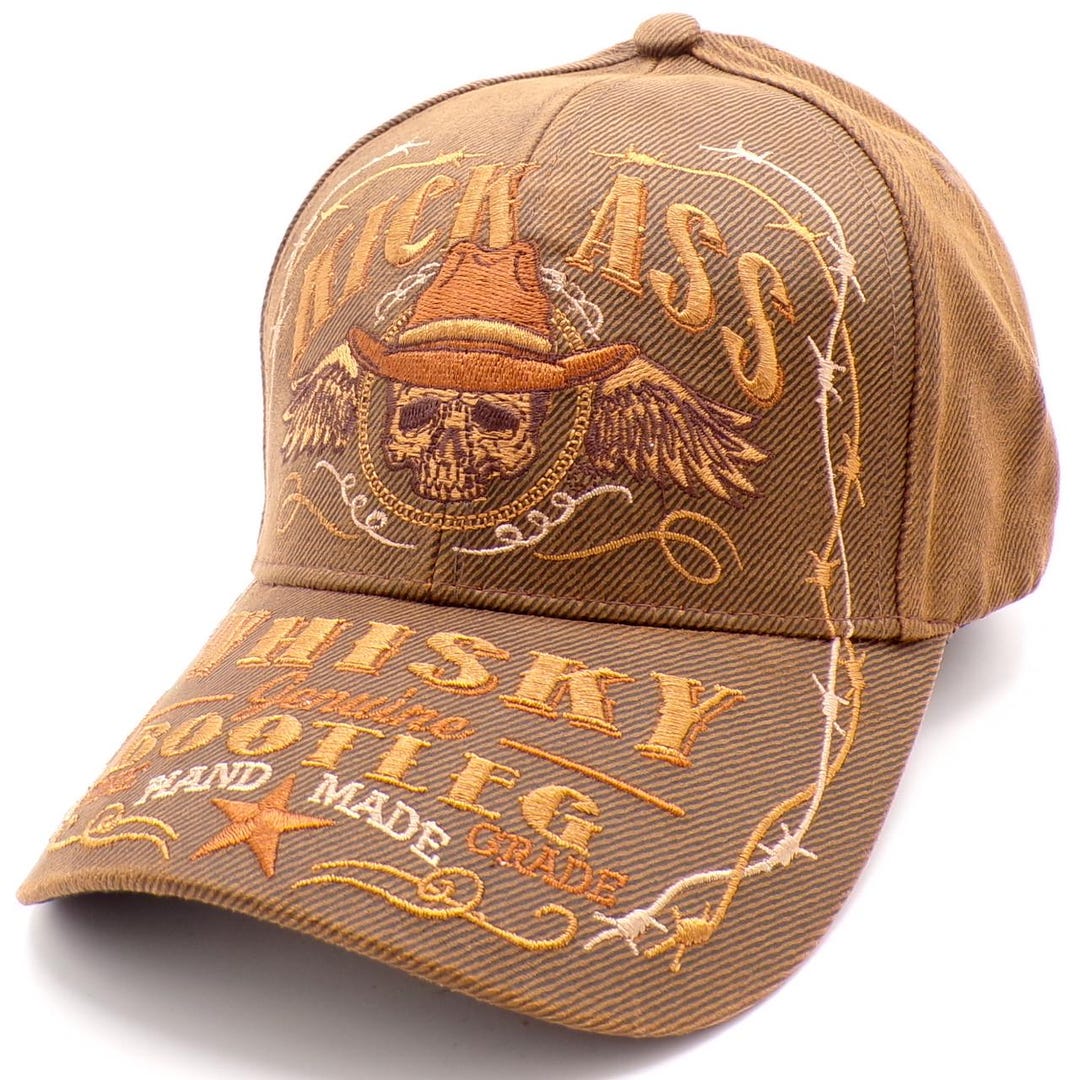 Brown Kick Ass Bootleg Whiskey Embroidered Baseball Hat - Etsy