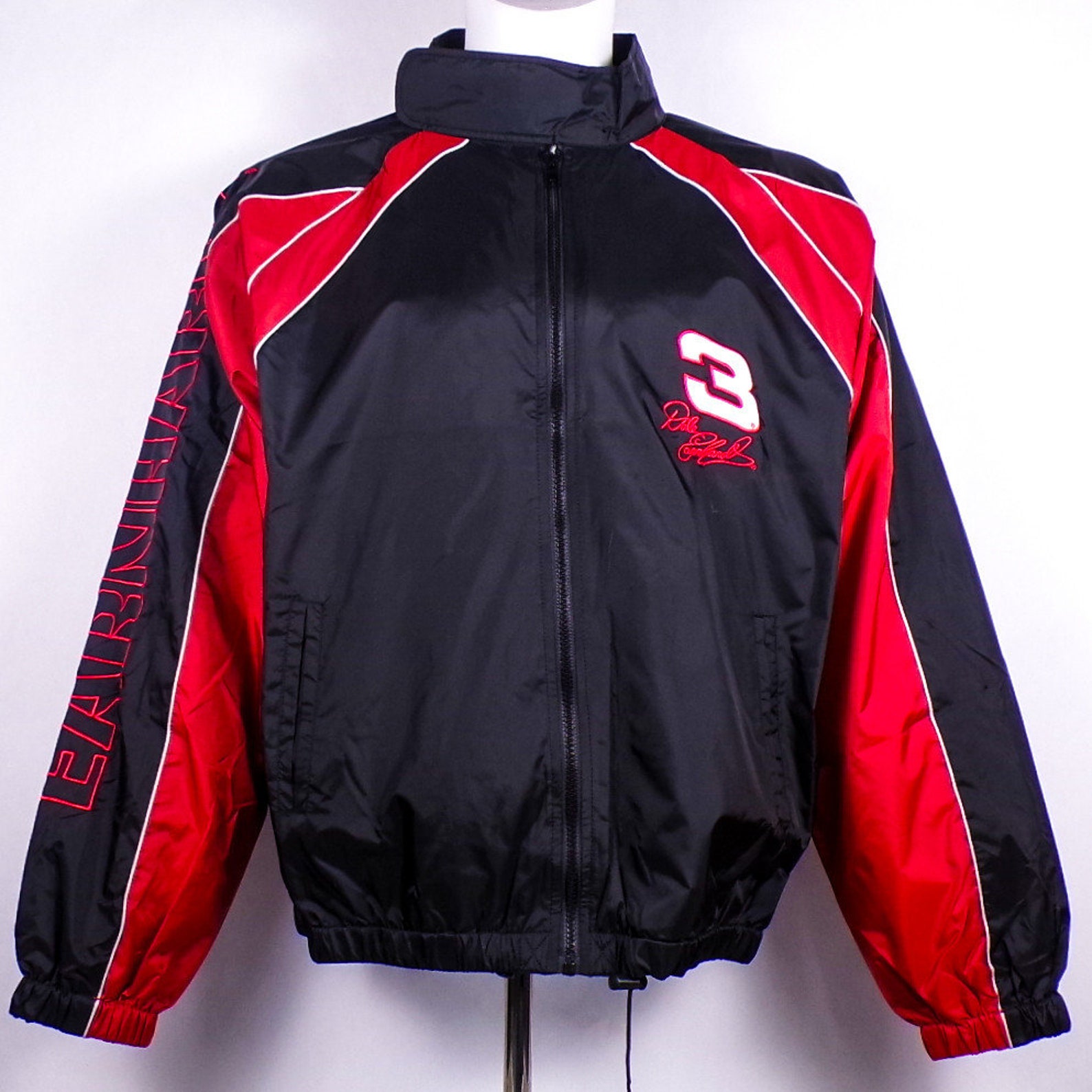 Vintage 2003 Black + Red Dale Earnhardt #3 Nylon Zip-up Racing Jacket ...