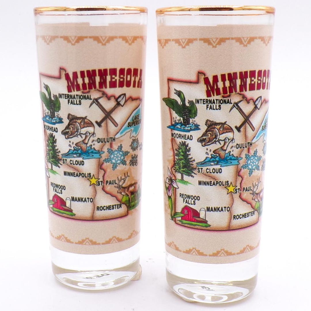 4" Collectible Minnesota State Map Shooter Shot Glass W/gold Rim - Etsy