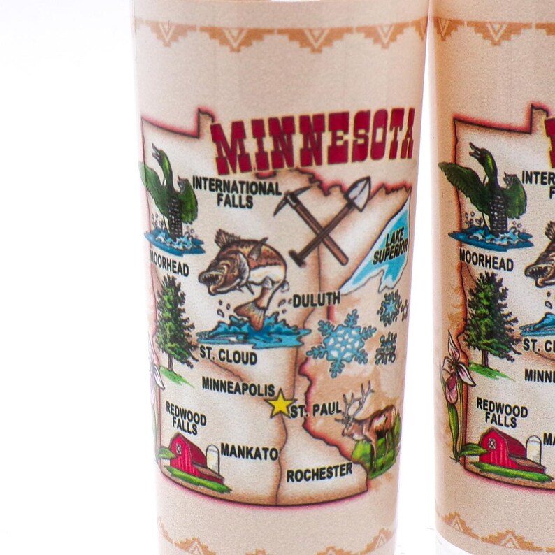 4" Collectible Minnesota State Map Shooter Shot Glass W/gold Rim - Etsy