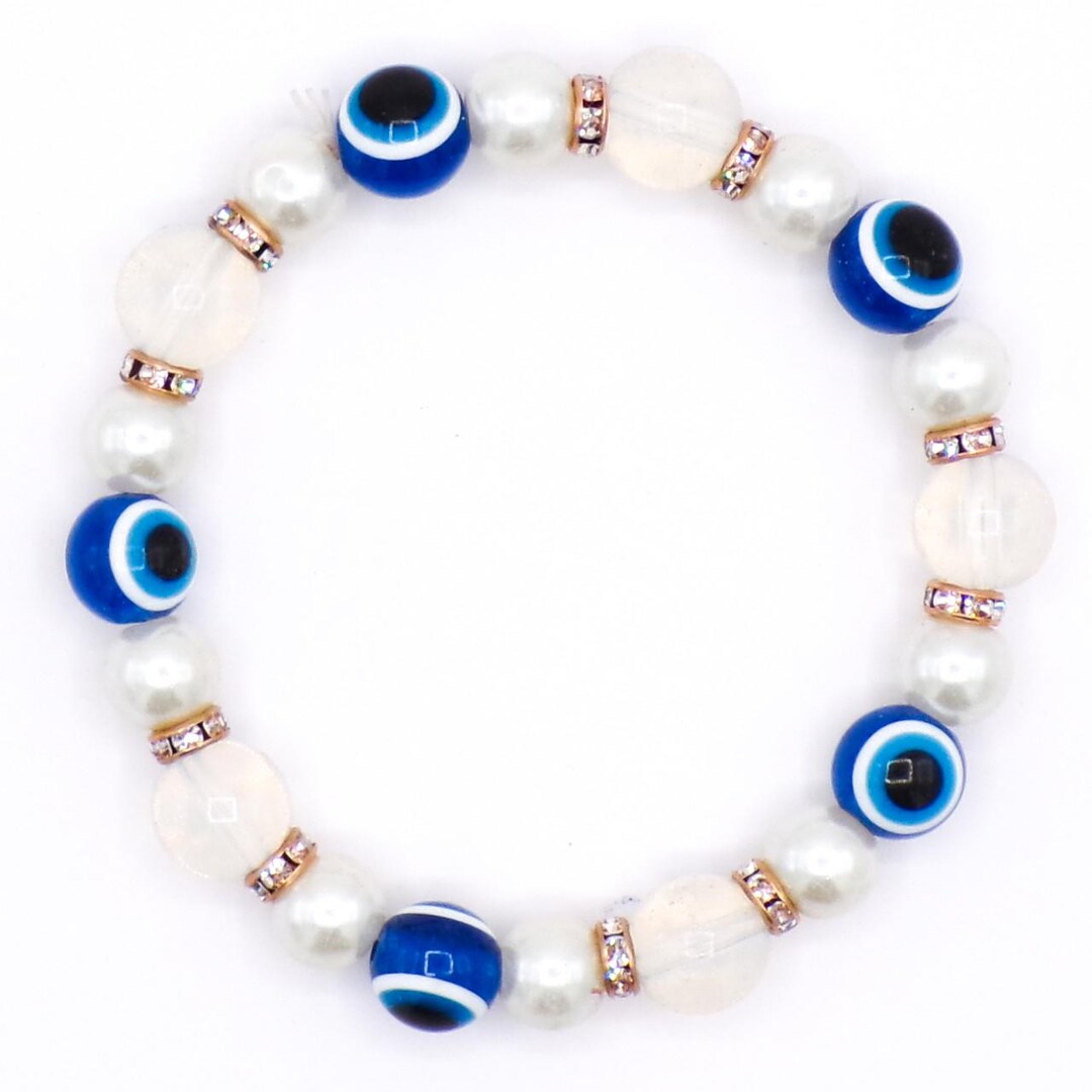 Handmade Clear + Blue Evil-eye Protection Bracelet - Etsy