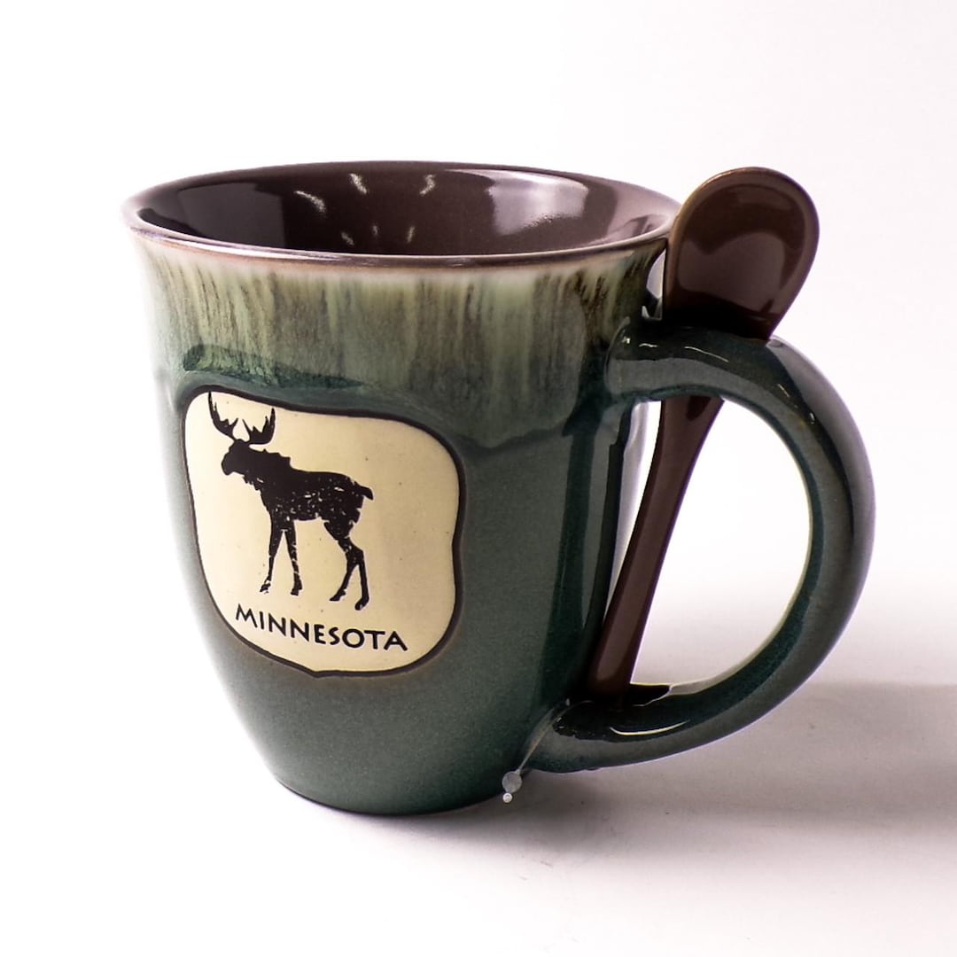 Hand Crafted Ceramic Minnesota Coffee Mug With Attached Spoon - Etsy