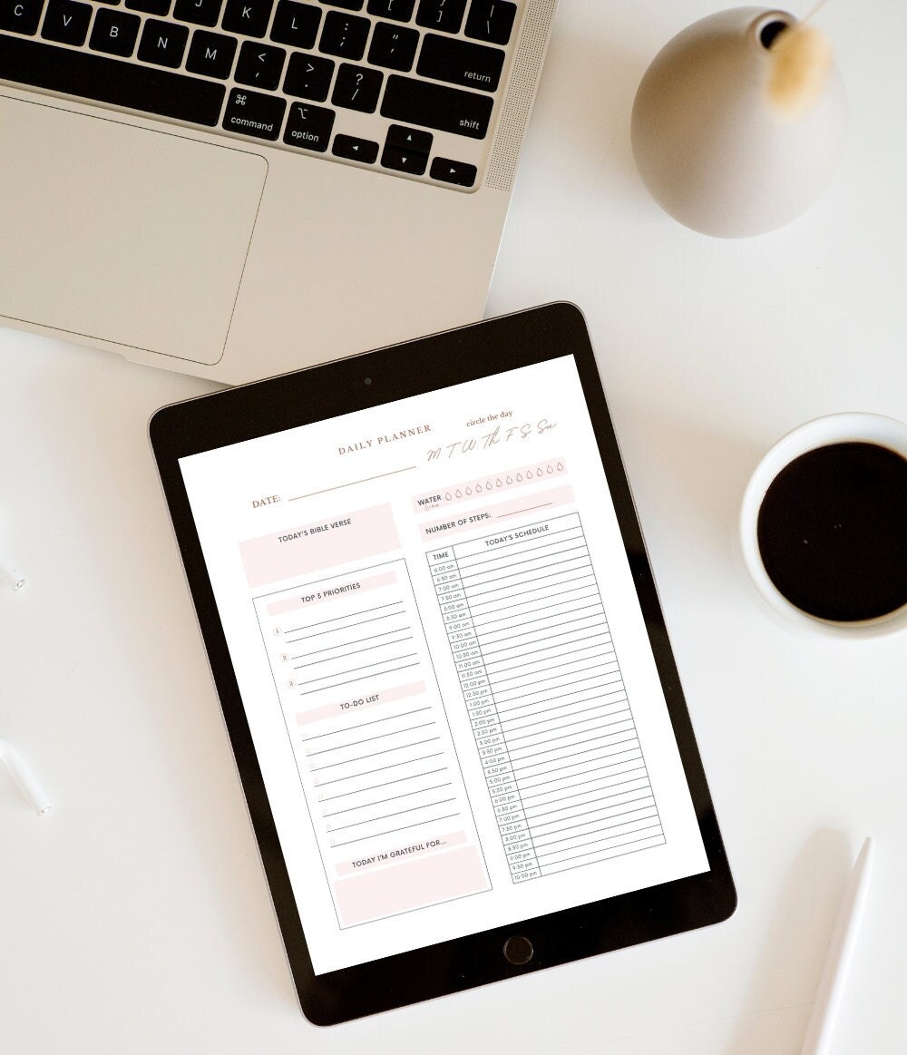 Printable Single Page Daily Planner: Gratitude, Priorities, Schedule ...