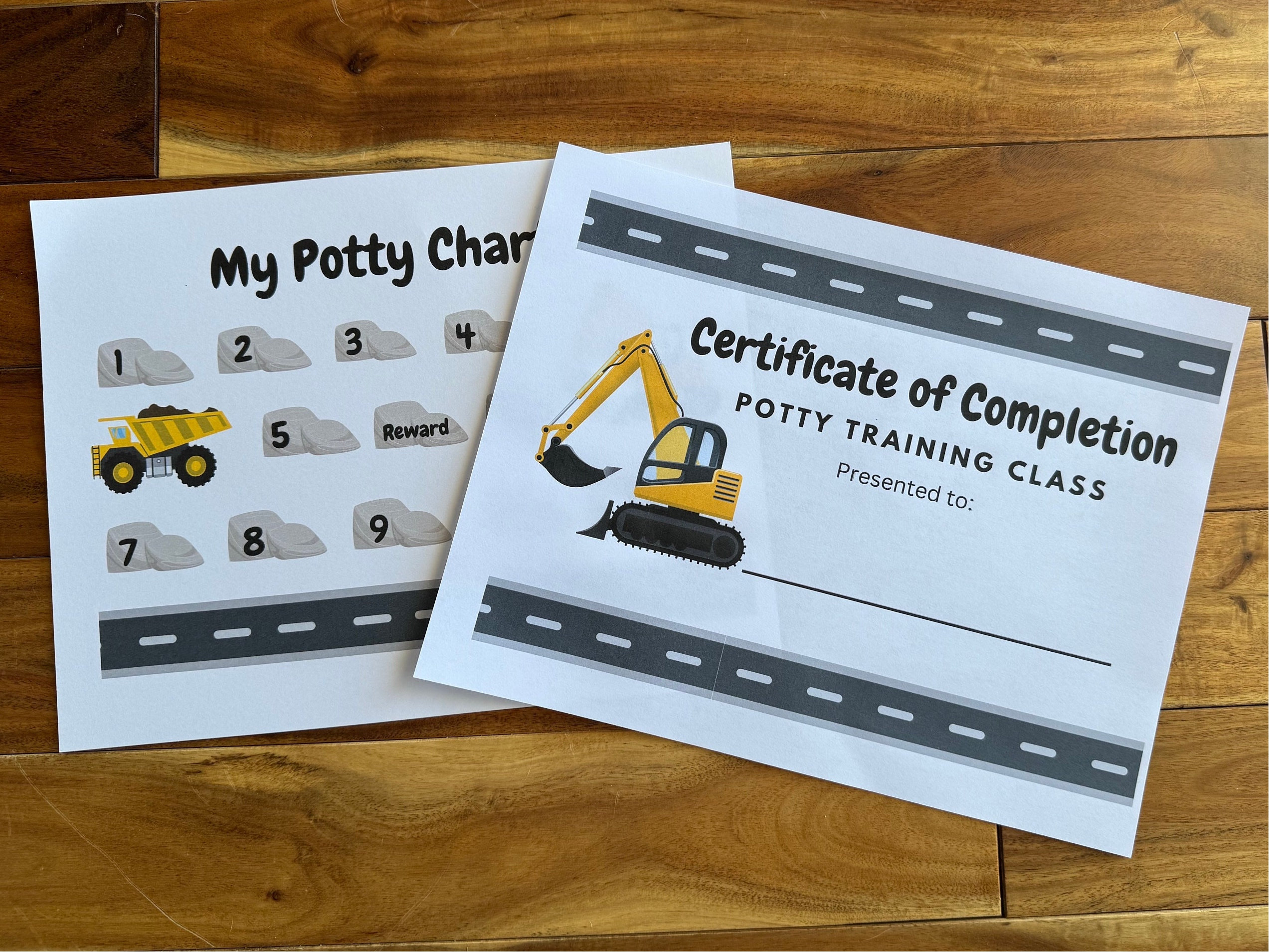 Construction Themed Potty Training Reward Chart and Certficate. Toddler ...