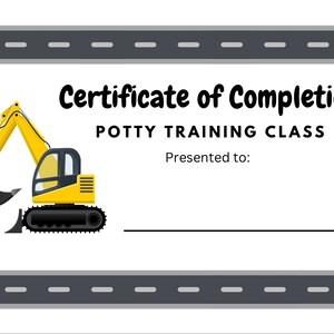 Construction Themed Potty Training Reward Chart and Certficate. Toddler ...