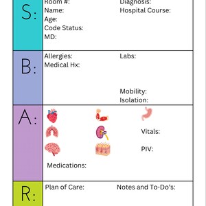 RN SBAR Report Sheet: Patient Organizer (PDF Download) - Etsy