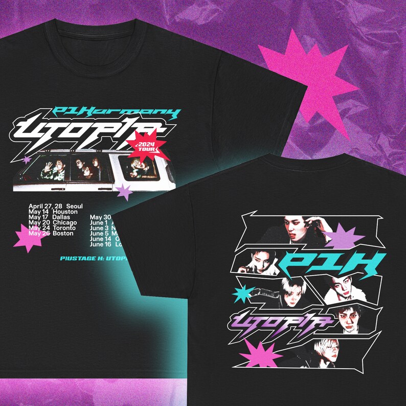 P1HARMONY UTOPIA Tour Killin' It T-shirt P1ece Street Style Funky Rock ...