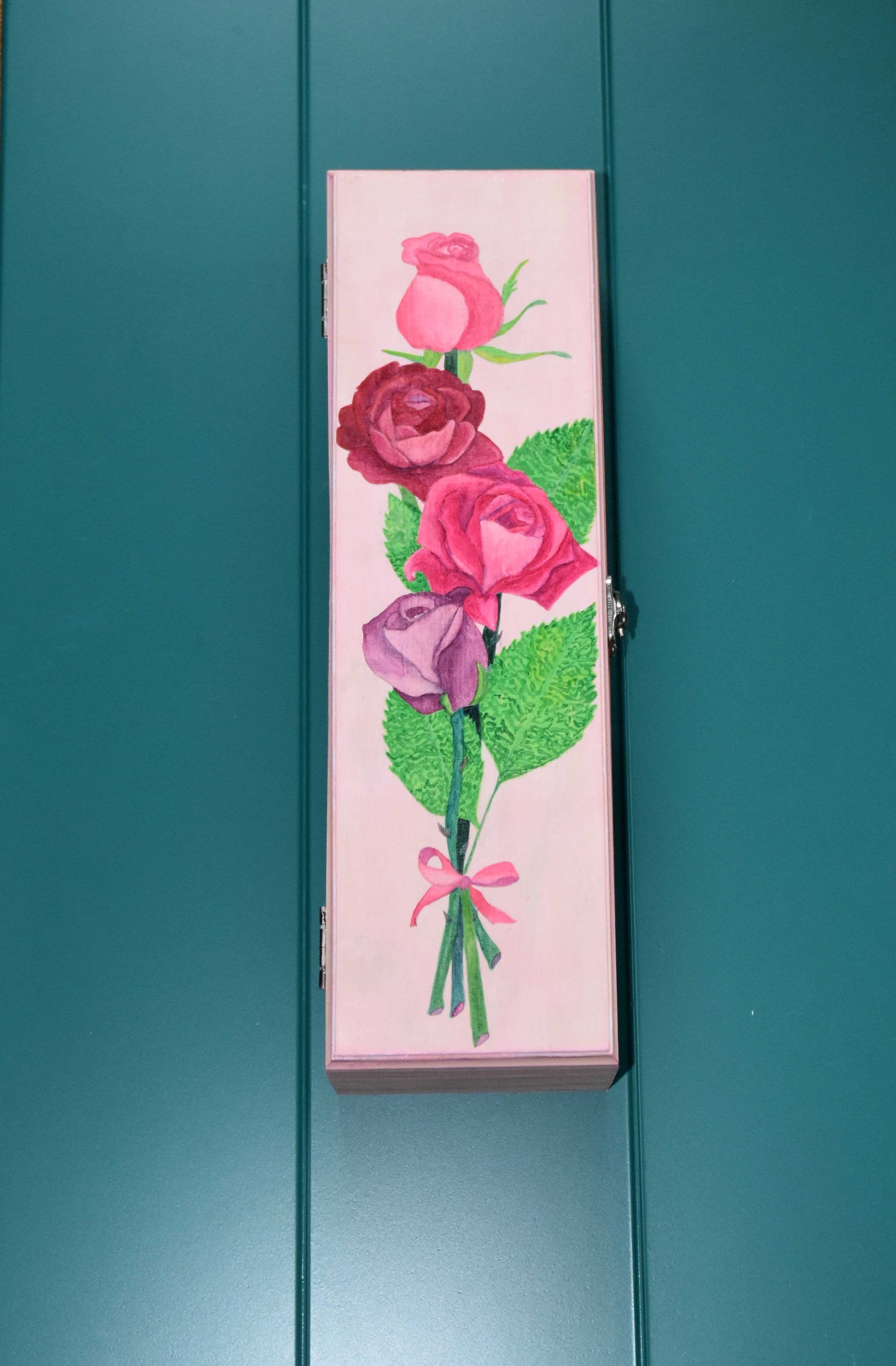 Hand Painted Roses Wooden Jewelry Box - Etsy