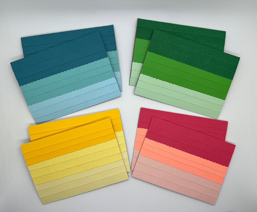 Scalloped Mini Cards Pack With Ombre Design Blank Cards With Envelopes ...