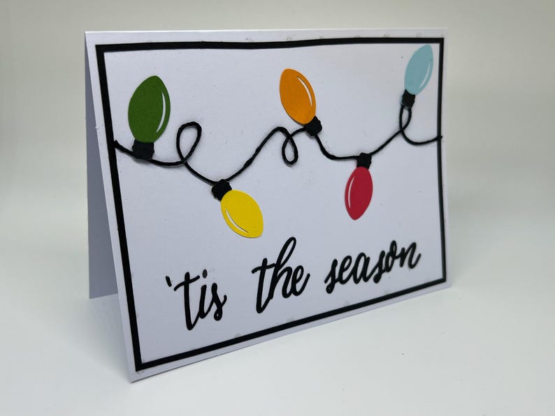 Tis the Season Card, Christmas Card, Christmas Lights Card, Handmade ...