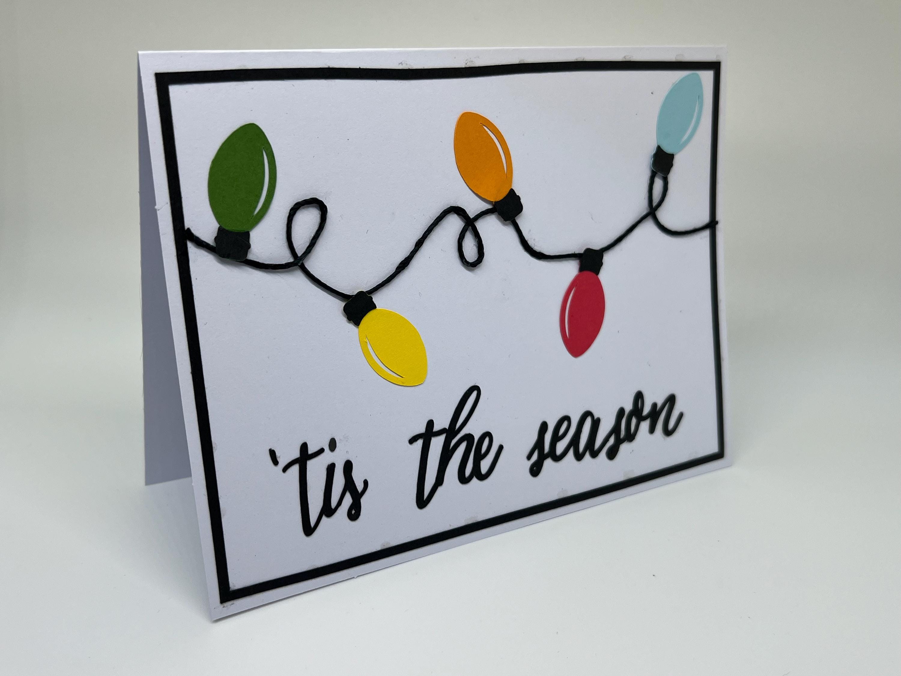 Tis the Season Card, Christmas Card, Christmas Lights Card, Handmade ...