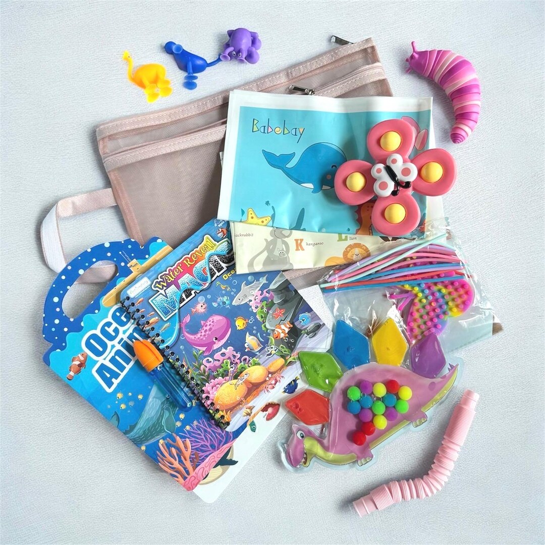 Kids Activity Bag for Airplane Customizable Toy and Game Kit for Road ...
