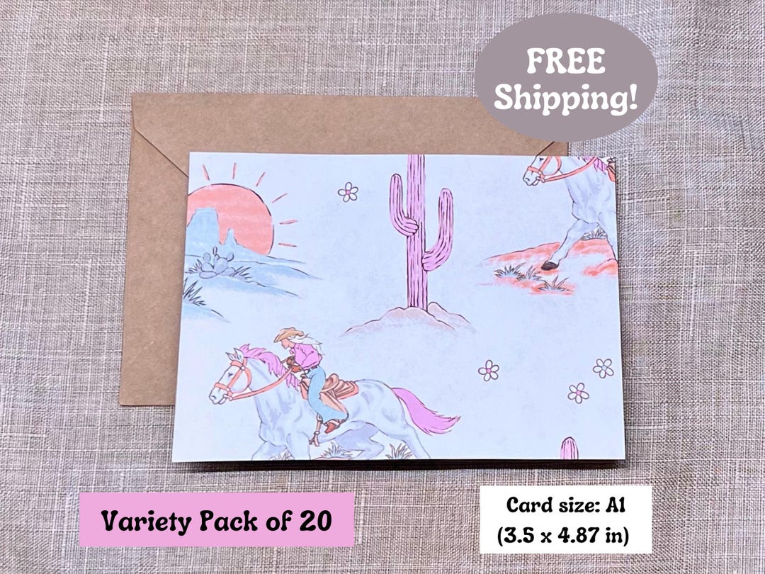 Cowgirl Retro Card Pack Howdy Western Boho Country Western Theme ...